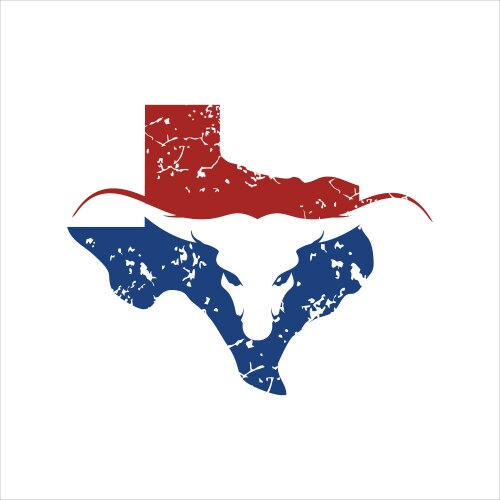 Texas map logo with longhorn skull design Vector Image