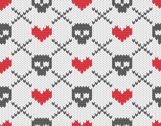 Knitted pattern with fish skeleton Royalty Free Vector Image