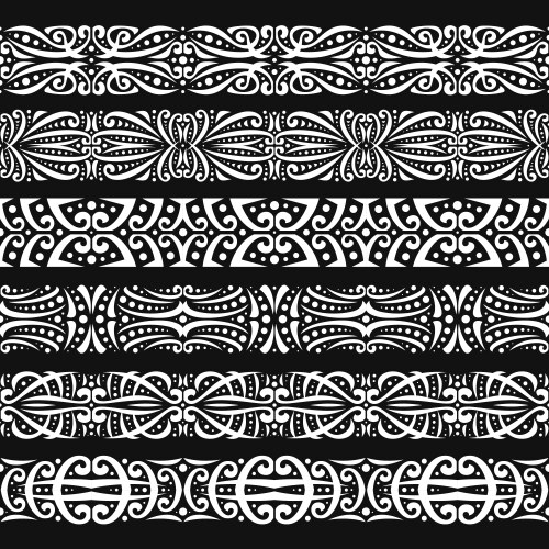 Set of black seamless borders Royalty Free Vector Image