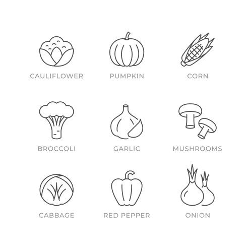 Vegetable line icons editable stroke Royalty Free Vector