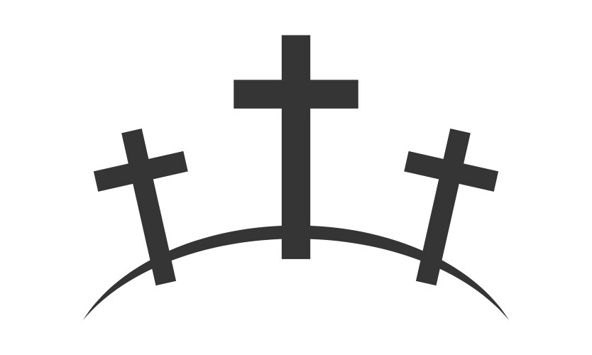 Three crosses on top of mount calvary Royalty Free Vector