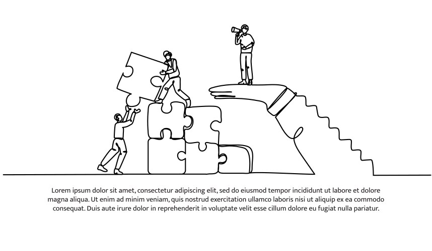 Continuous one line design of cooperation to Vector Image