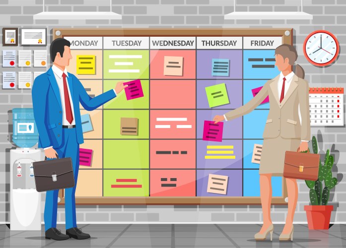 Scrum agile board business people Royalty Free Vector Image