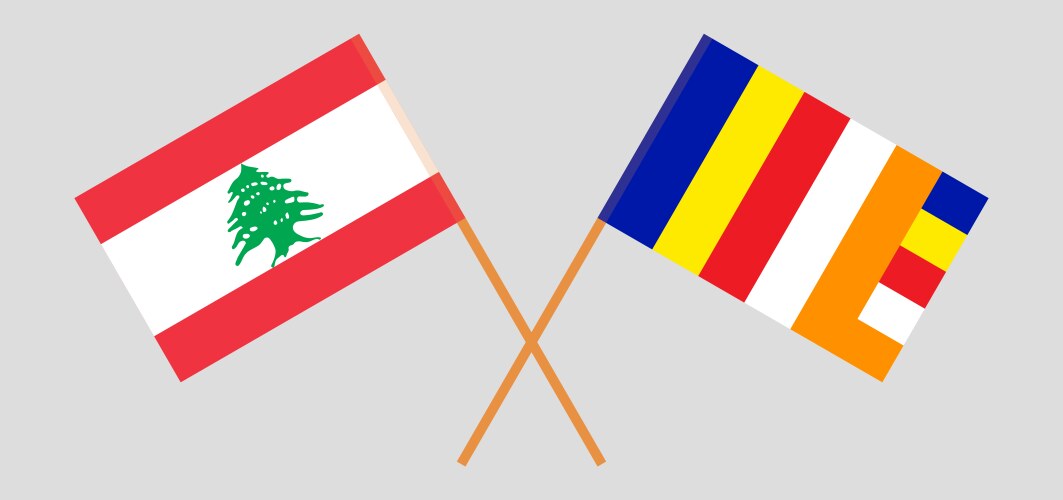 Crossed flags of sri lanka and buddhism official Vector Image