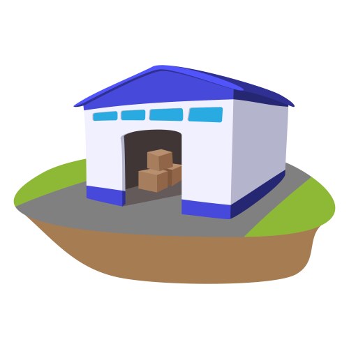 Warehouse with open door isometric 3d icon Vector Image
