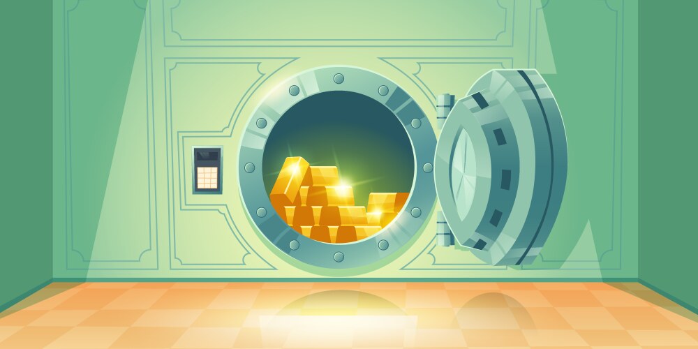 Bank vault background with money gold Royalty Free Vector