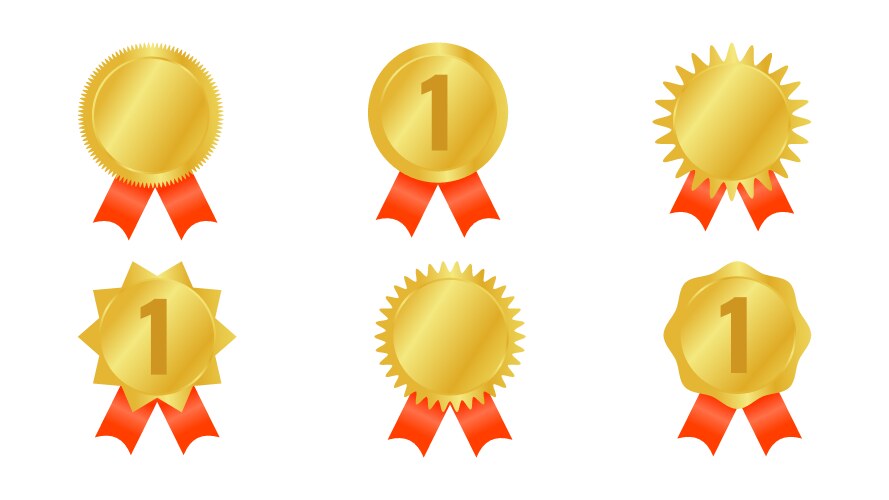 Award medal ribbon crown rank design elements Vector Image