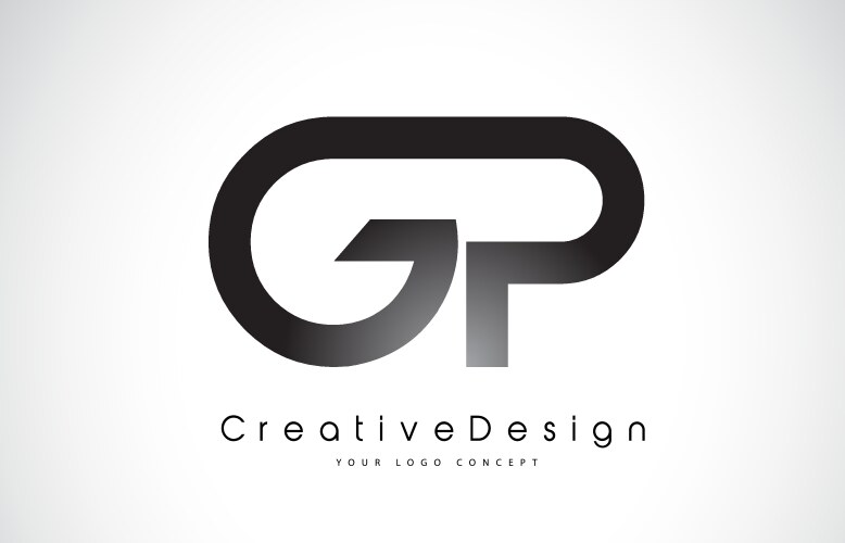 Gp g p letter logo design in black colors Vector Image