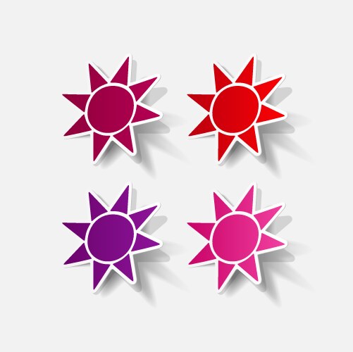 Realistic paper sticker sun Royalty Free Vector Image