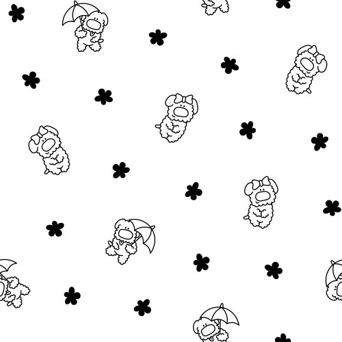 Cute kawaii dog seamless pattern coloring page Vector Image