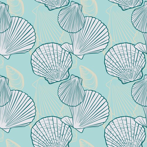 Seamless pattern with seashells Royalty Free Vector Image