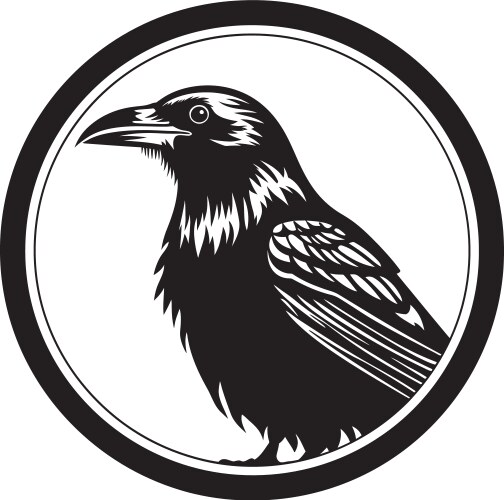 Raven silhouette geometric logo sleek crow iconic Vector Image
