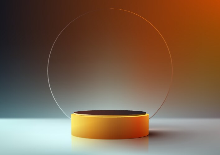Golden circle podium with light effect Royalty Free Vector