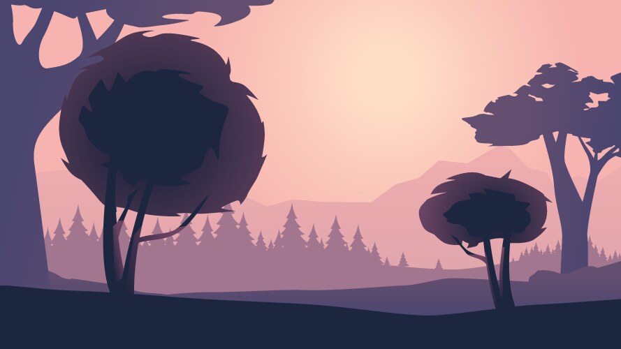 Blue dark silhouette forest layer parallax ready Vector Image