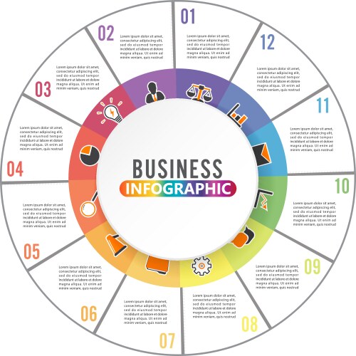 Circular chart diagram with 6 steps options Vector Image