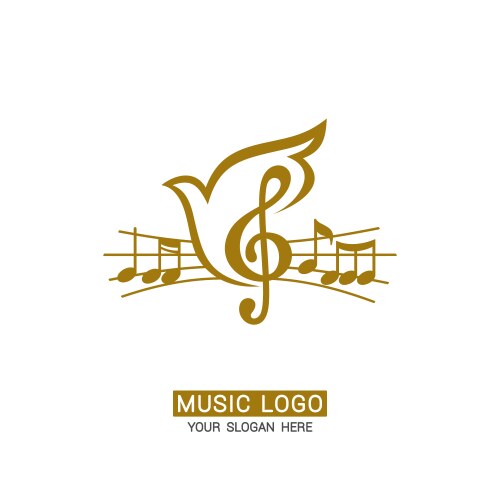 Music logo treble clef and flying dove Royalty Free Vector