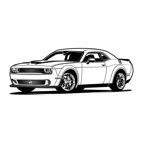 Race car black and white flat design Royalty Free Vector