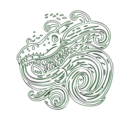 Sea monster outline sketch Royalty Free Vector Image