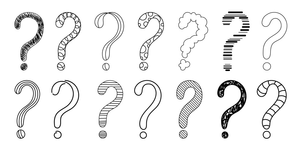 Doodle question mark hand drawn sketch Royalty Free Vector