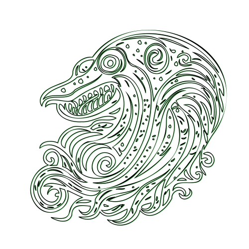 Sea monster outline sketch Royalty Free Vector Image