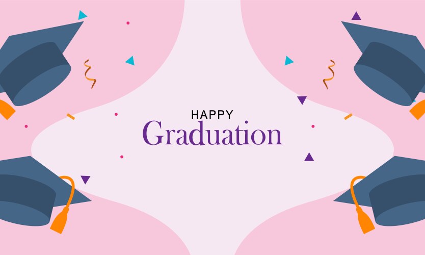 Graduation banner with cartoon Royalty Free Vector Image