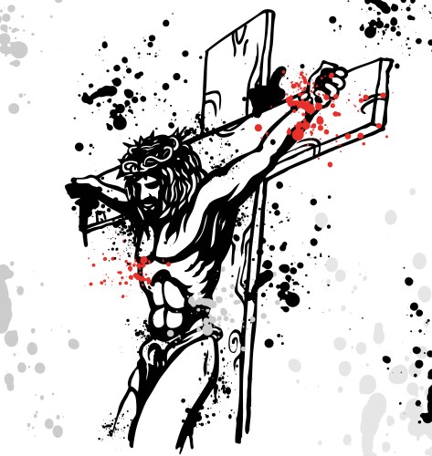 Jesus Christ Hand Drawing - Crucifix Symbol Vector Image