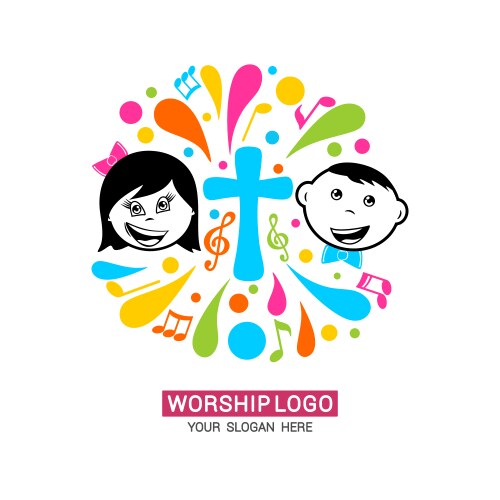 Family worship logo glorifies god Royalty Free Vector Image