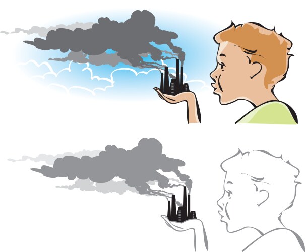 Air pollution with co2 gas emissions factory smog Vector Image