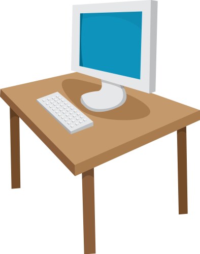 Computer desk icon cartoon style Royalty Free Vector Image