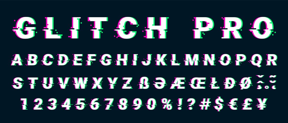 Glitch font Royalty Free Vector Image - VectorStock