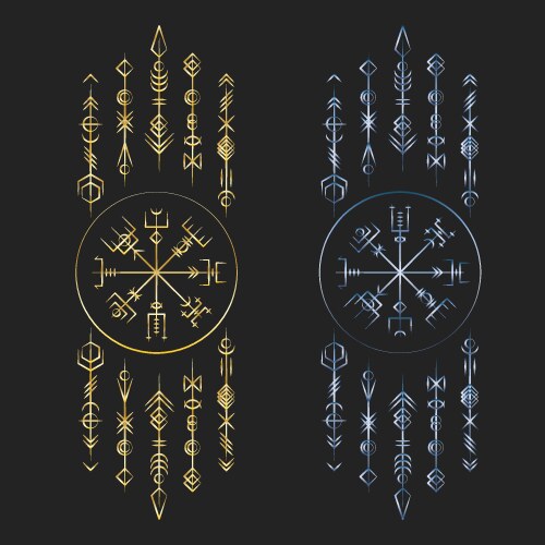 Viking ansuz rune dark circle shield Royalty Free Vector