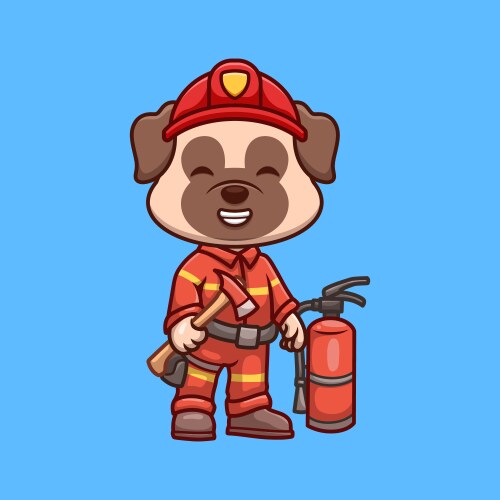Firefighter pub dog cute cartoon Royalty Free Vector Image