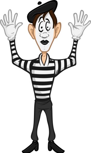 Set of mimes performing different pantomimes Vector Image