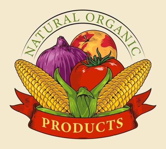 Organic products logo Royalty Free Vector Image