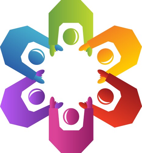 Teamwork holding hands logo Royalty Free Vector Image