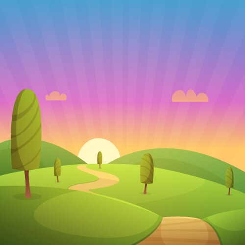 Cartoon summer landscape Royalty Free Vector Image