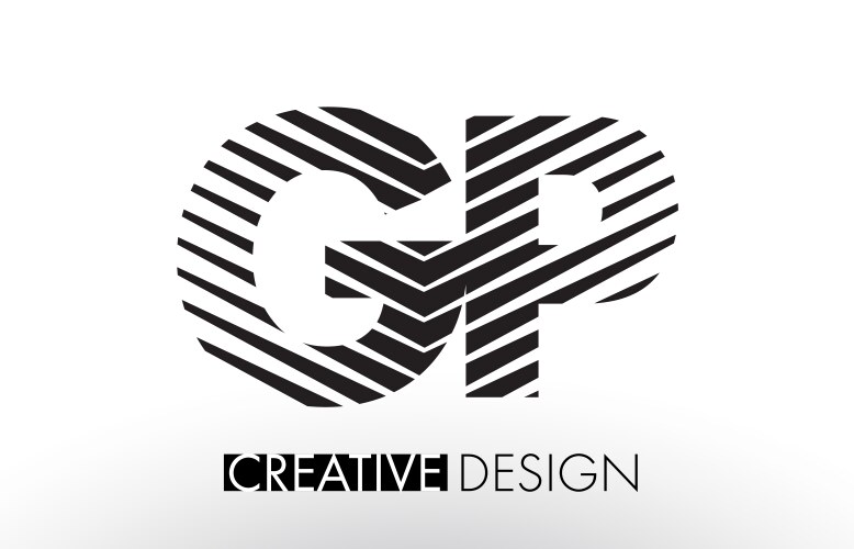 Gp g p letter logo design in black colors Vector Image