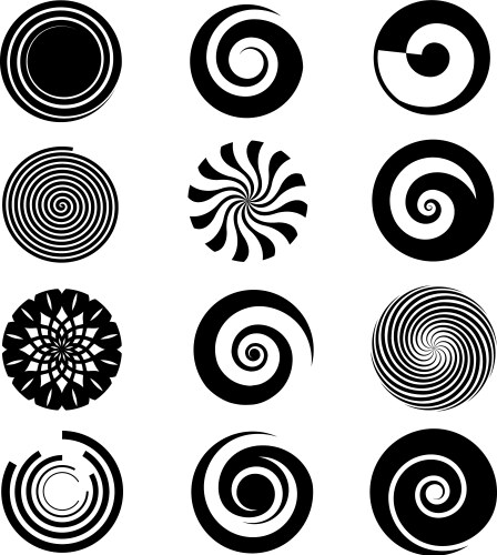 Set of spiral elements Royalty Free Vector Image