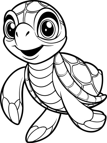 Baby sea turtle coloring page Royalty Free Vector Image