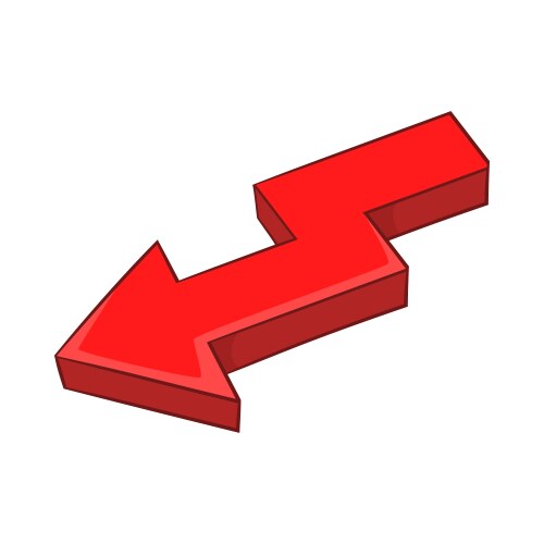 Red curved arrow icon cartoon style Royalty Free Vector