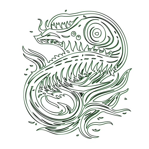 Sea monster outline sketch Royalty Free Vector Image