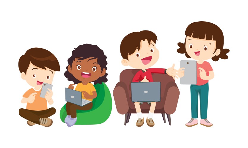 School kids learning Royalty Free Vector Image