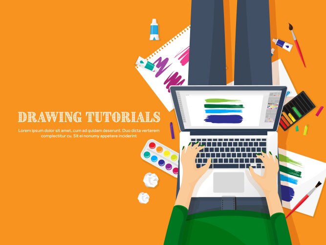 Graphic web design drawing and painting Royalty Free Vector