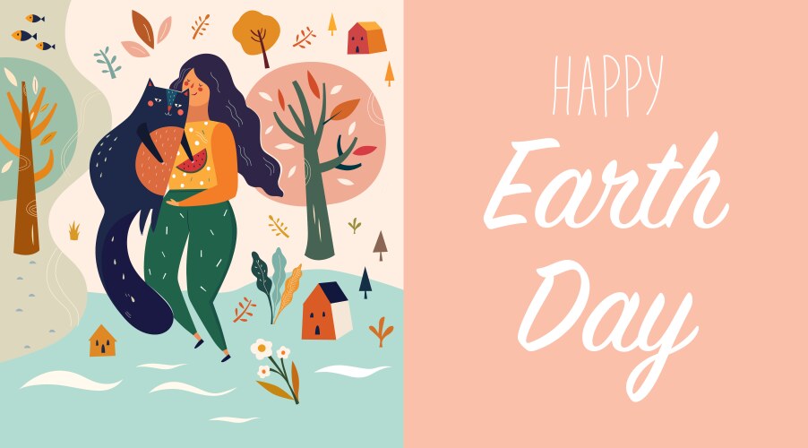 Earth day april 22 2024 retro design Royalty Free Vector
