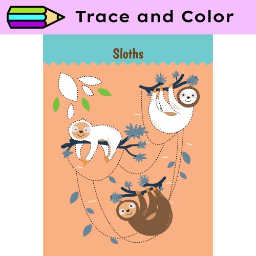 Pen tracing lines activity worksheet for children Vector Image