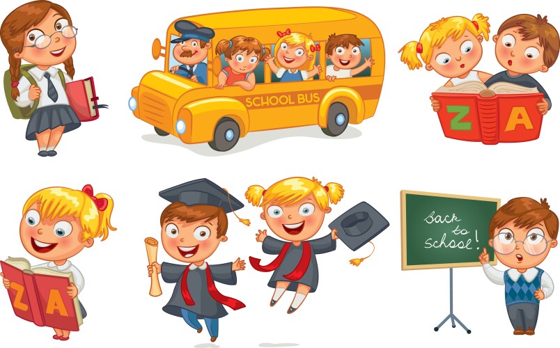 Back to school funny cartoon character Royalty Free Vector
