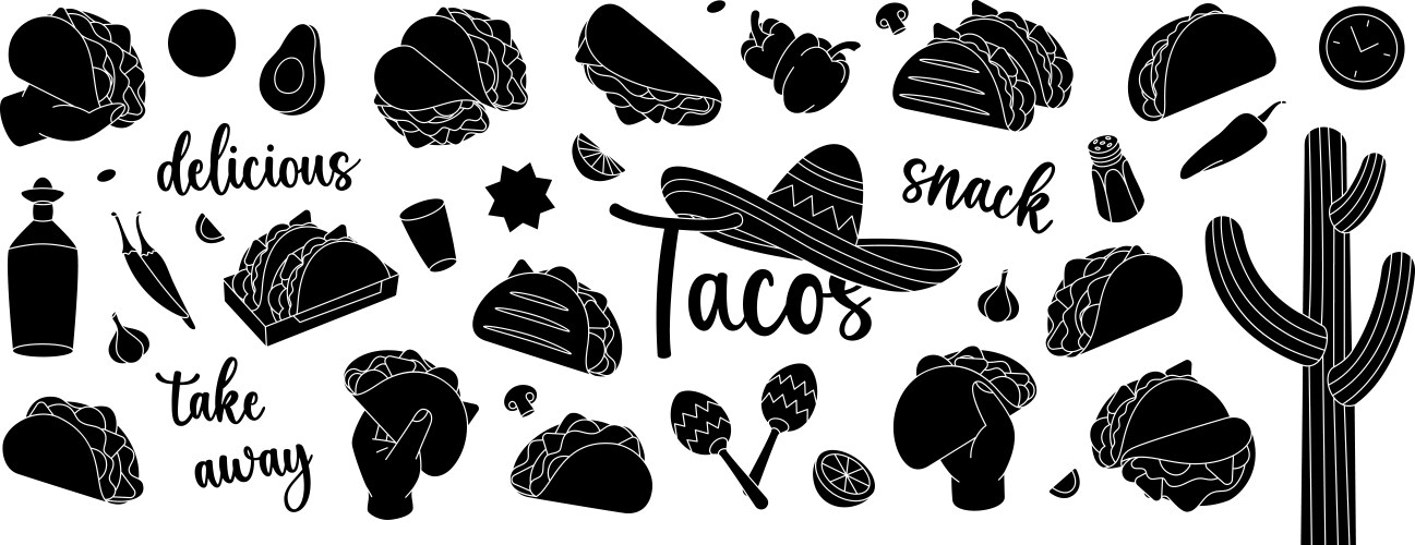 Taco Black and White Vector Images (over 10,000)