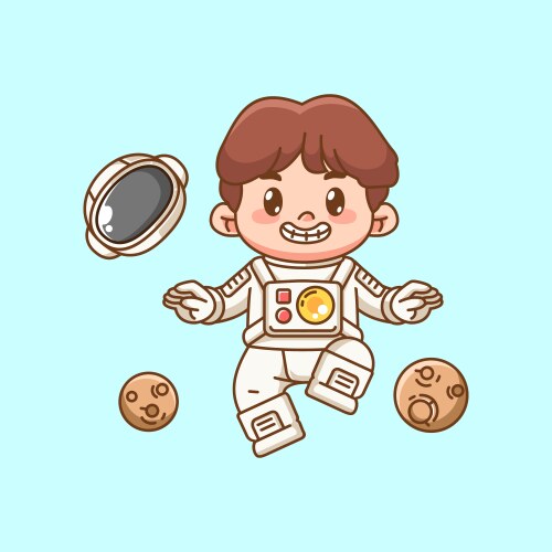 Cute boy astronaut in space kawaii chibi Vector Image