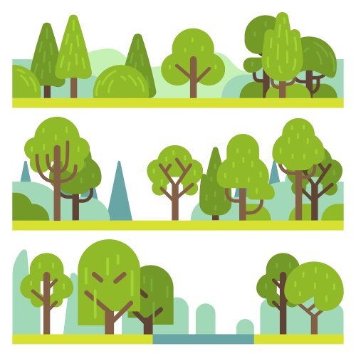 Set isolated park elements trees and flowers Vector Image