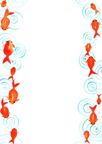 Goldfish and circle water watercolor painting Vector Image